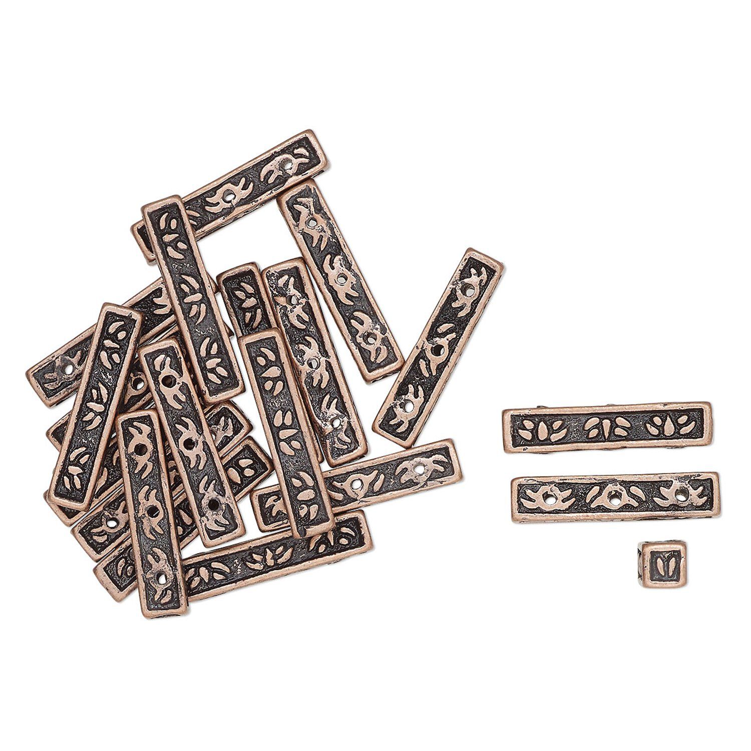 Spacer bar, antique copper-finished "pewter" (zinc-based alloy), 25x5mm ...