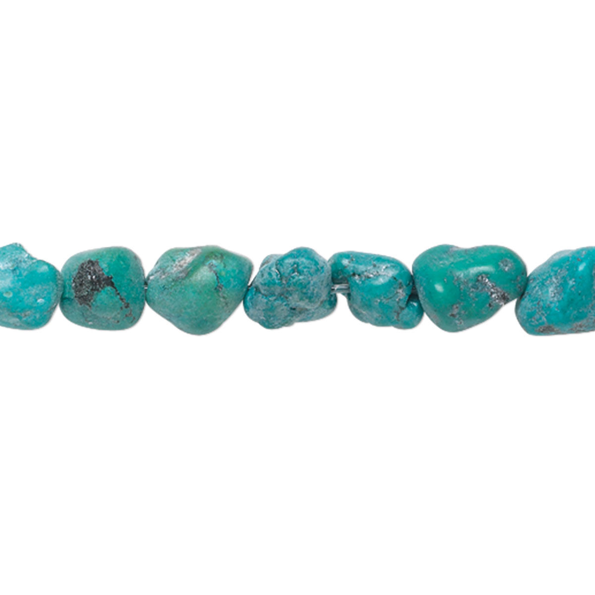 Bead, turquoise (dyed / stabilized), blue-green, mini to small nugget ...