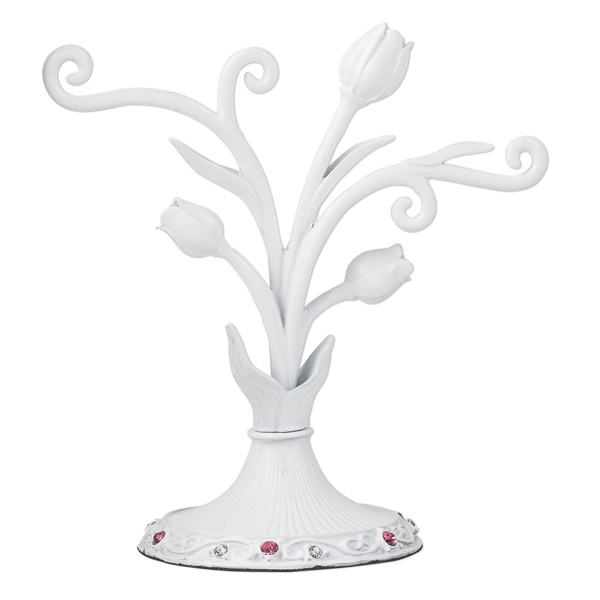 Display, "pewter" (zinc-based alloy) and glass rhinestones, white ...