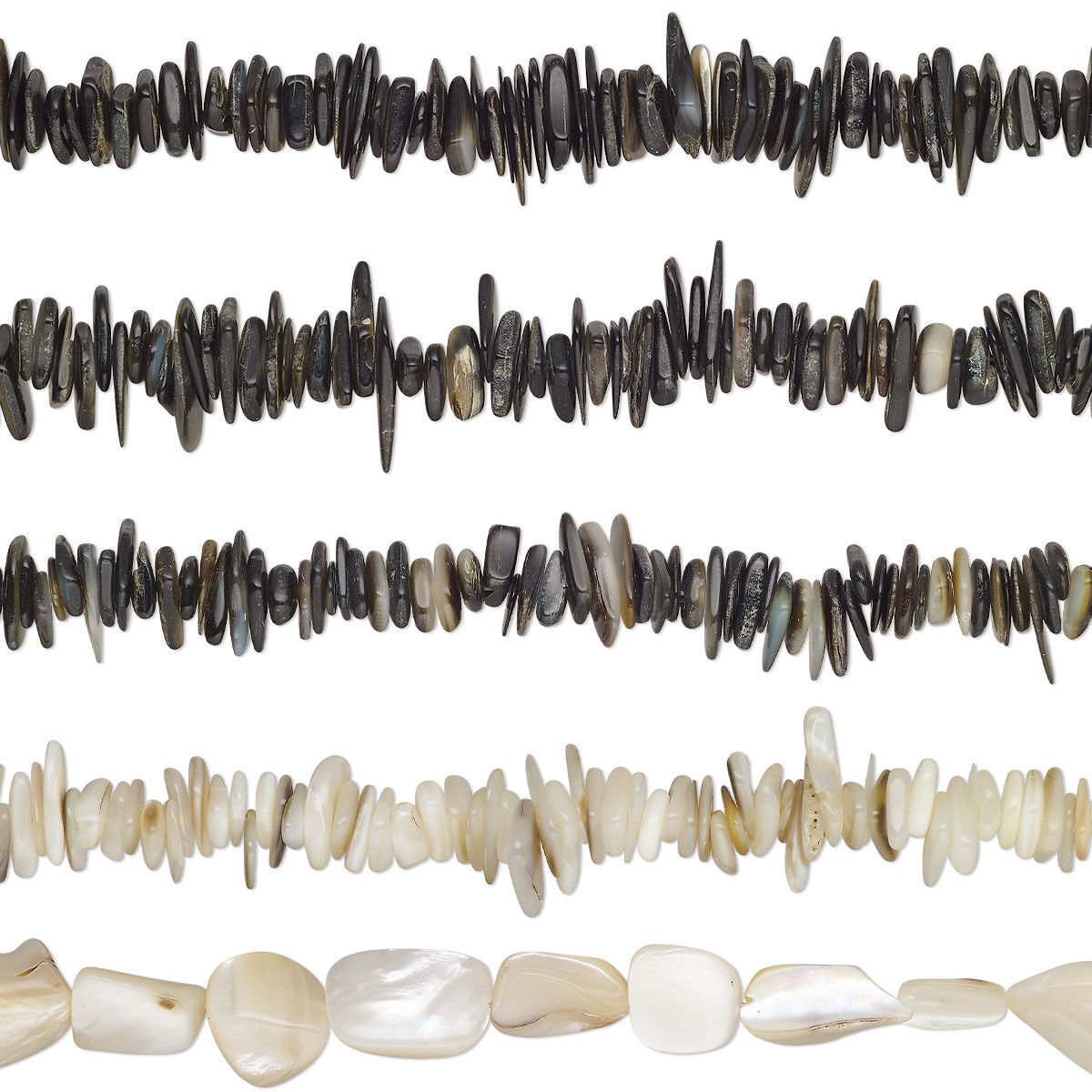 Bead mix, black lip shell / brown lip shell / gold lip shell / mother ...