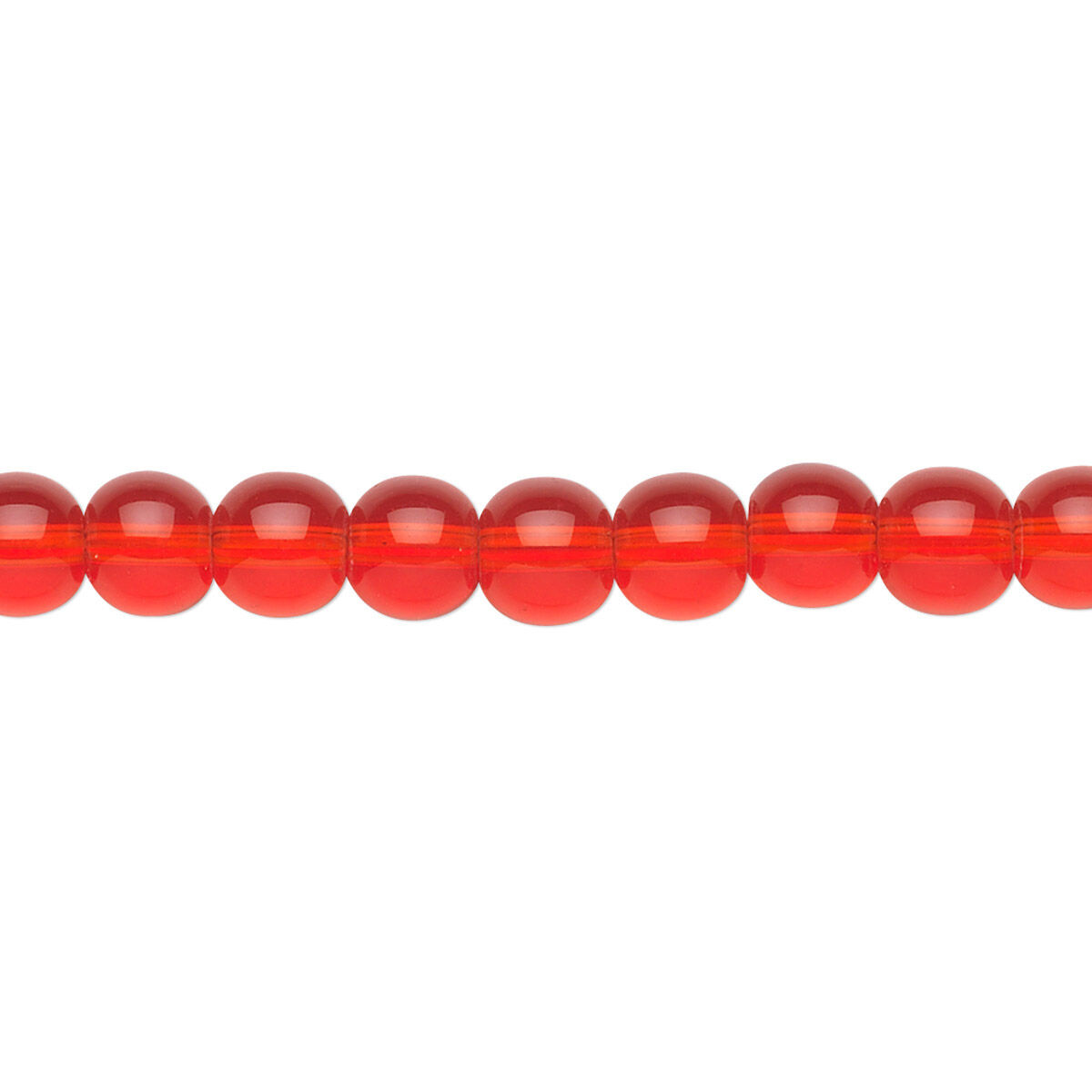 Bead, glass, light red, 6mm round. Sold per 36-inch strand. | Fire ...