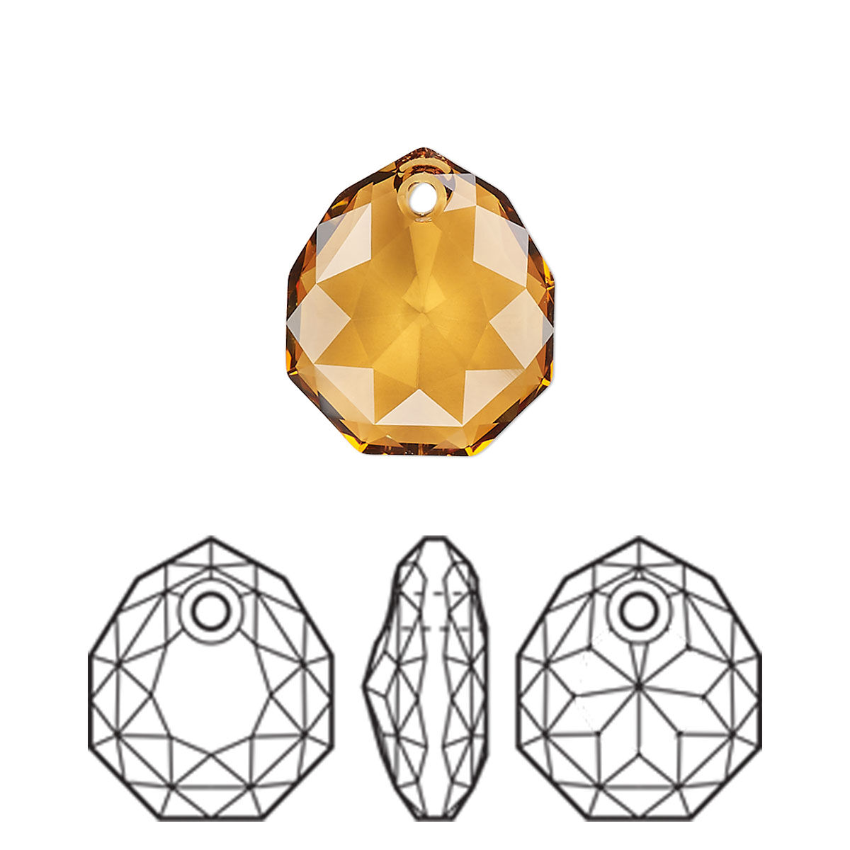 Drop, Crystal Passions®, light amber, 16mm faceted majestic pendant ...