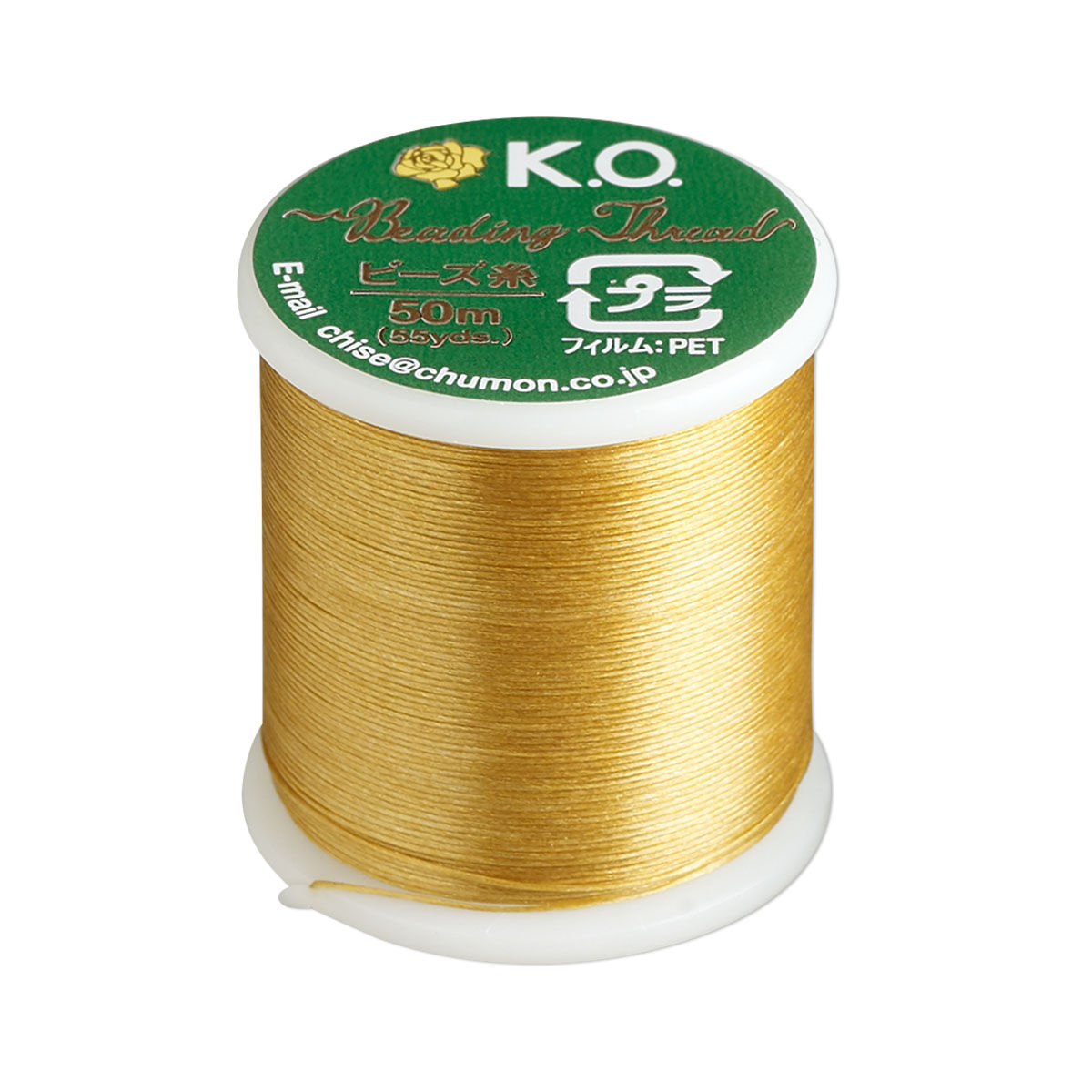 Thread, K.O., waxed nylon, gold, 0.15mm diameter, 4-pound test. Sold ...
