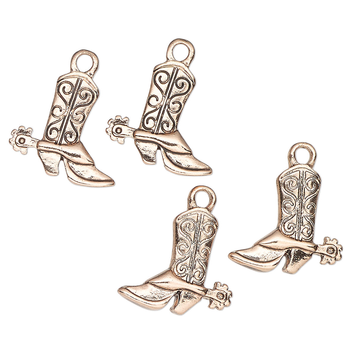 Charm, antique gold-finished "pewter" (zinc-based alloy), 14mm cowboy ...