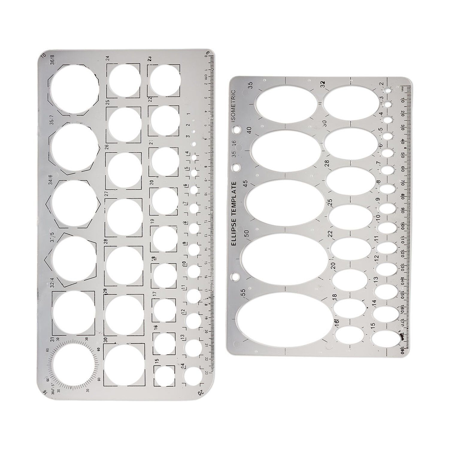 Template, EUROTOOL®, plastic, clear, 10x5 inches with 1-36mm circles ...