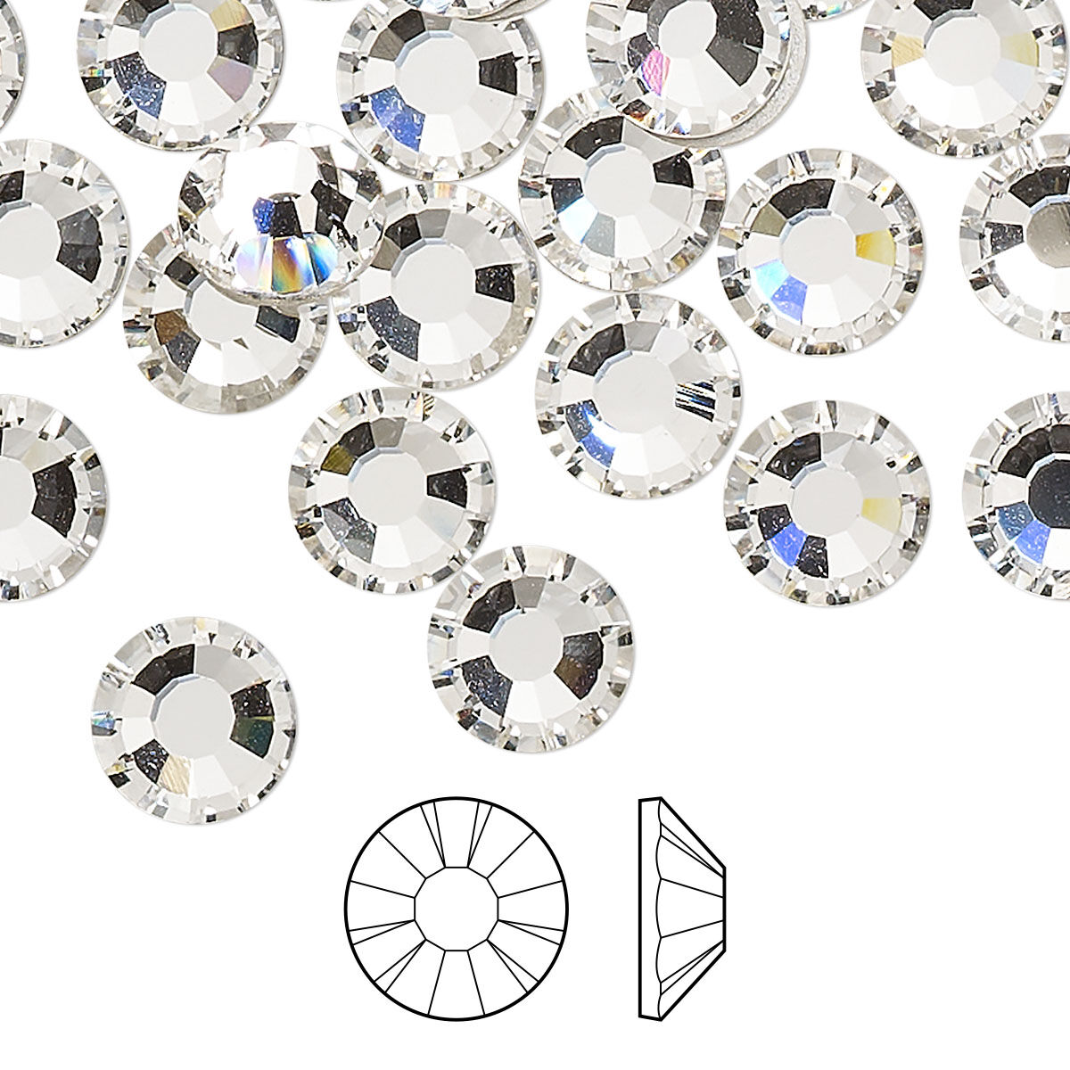 Flat back, Preciosa MAXIMA Czech crystal hotfix rhinestone, foil back ...