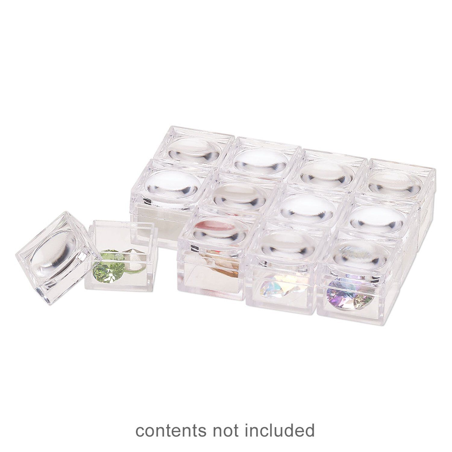 Storage box, plastic, clear and white, 1-inch square. Sold per pkg of ...