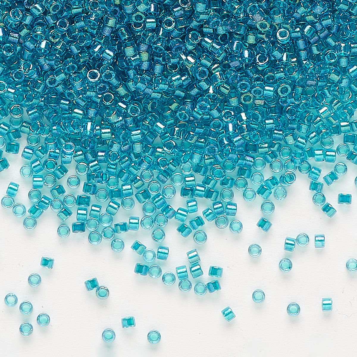 Seed bead, Delica®, glass, translucent teal-lined luster clear (DB2380 ...