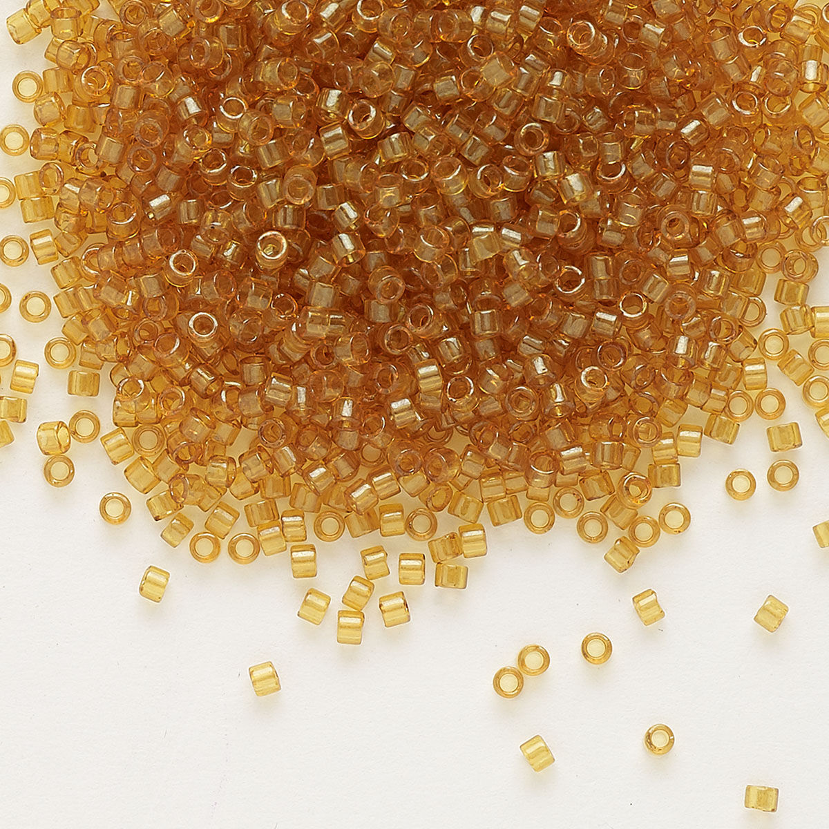 Seed bead, Delica®, glass, pkg/250g, translucent gold luster honey (DB ...