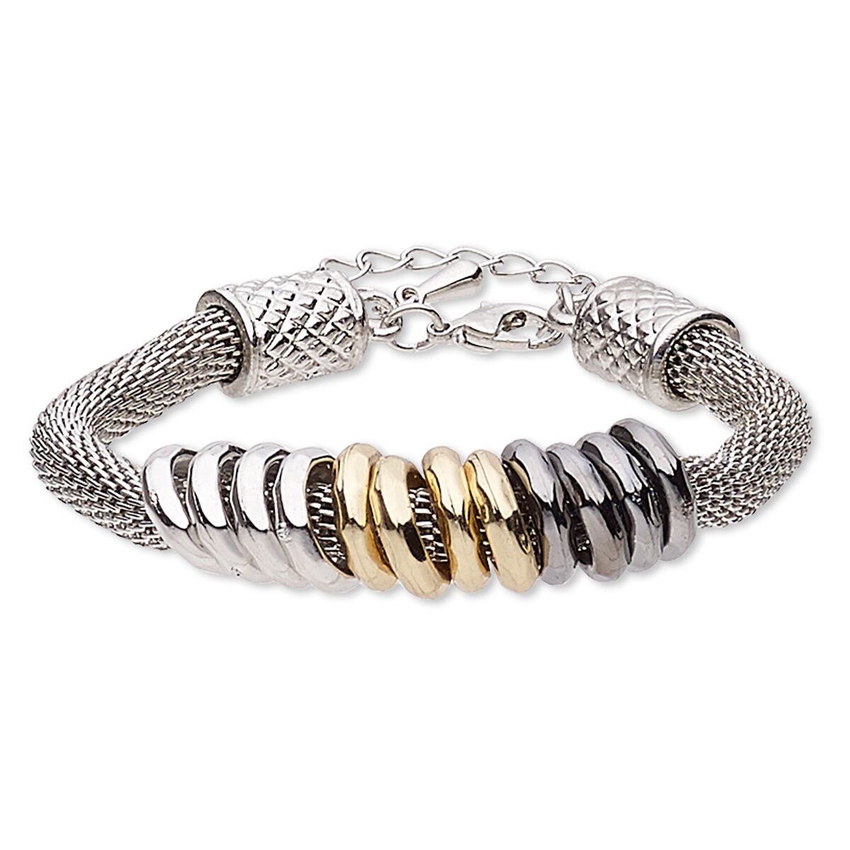 Bracelet, imitation rhodium-plated brass / steel / gold- / gunmetal ...