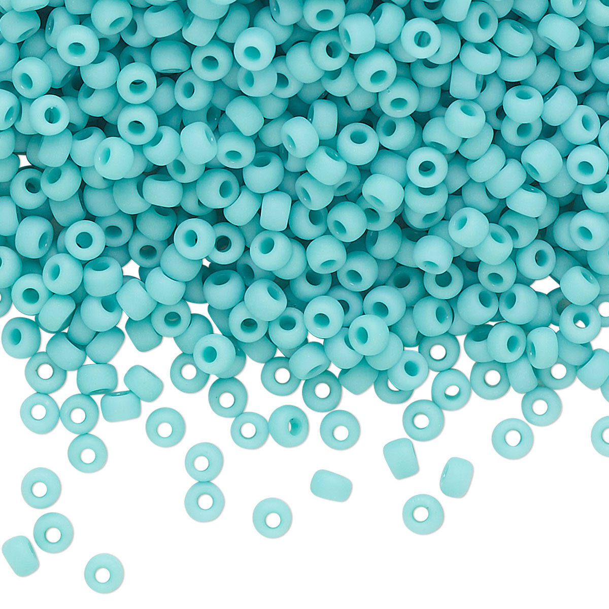 Seed bead, Miyuki, glass, opaque matte sea opal, (RR412L/F), #8 rocaille. Sold per 50-gram pkg ...
