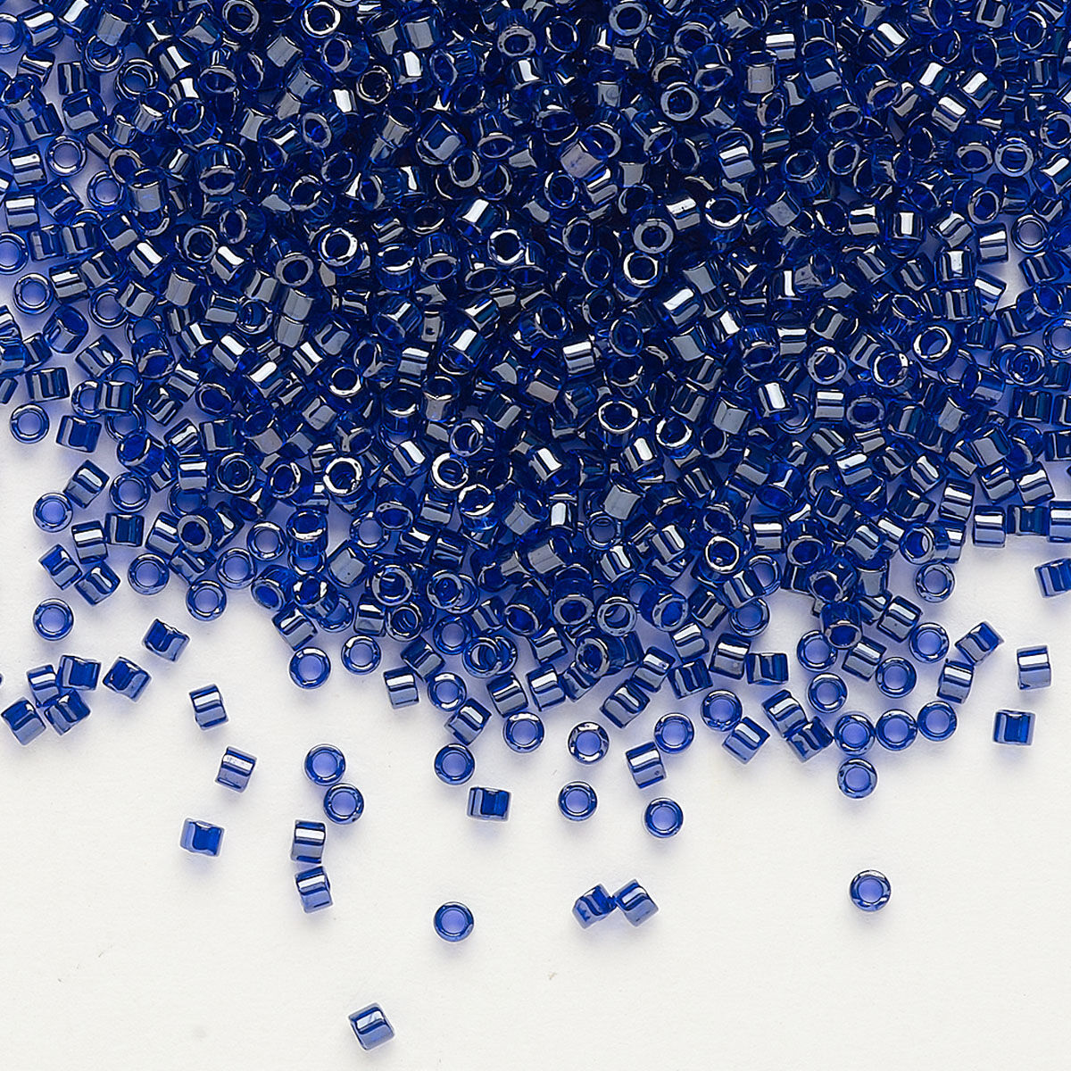 Seed bead, Delica®, glass, translucent cobalt-lined luster blue ...