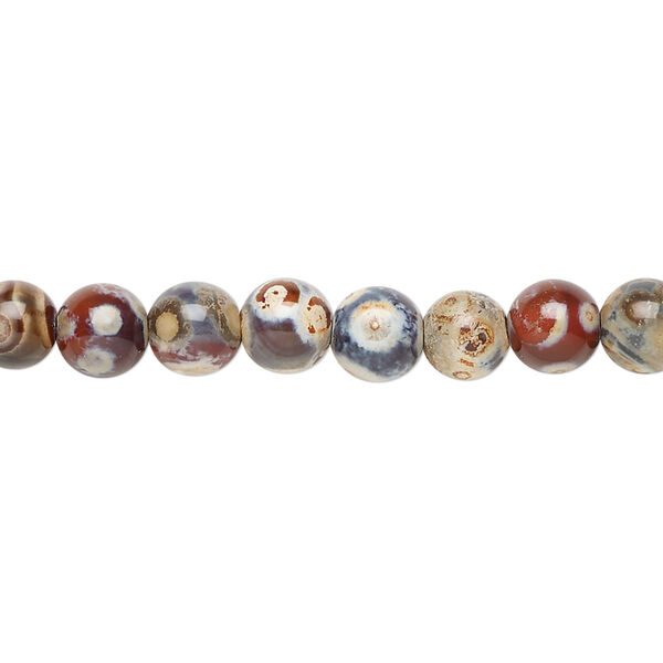 Bead, fire crackle agate (dyed / heated), 5.5-6mm round, B grade, Mohs ...
