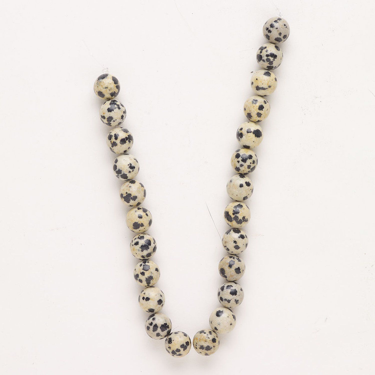 Bead, dalmatian jasper (natural), 8-9mm round, B grade, Mohs hardness 6 ...