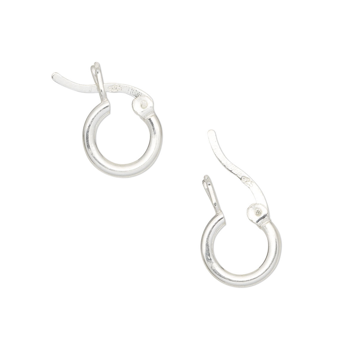Earring, sterling silver, 10mm round hoop with latch-back closure. Sold ...