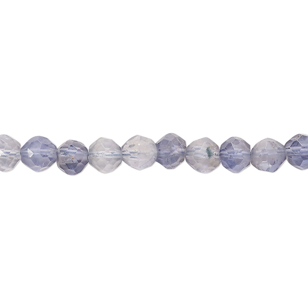 Bead, iolite (natural), light to medium, 5mm hand-cut faceted round, B ...