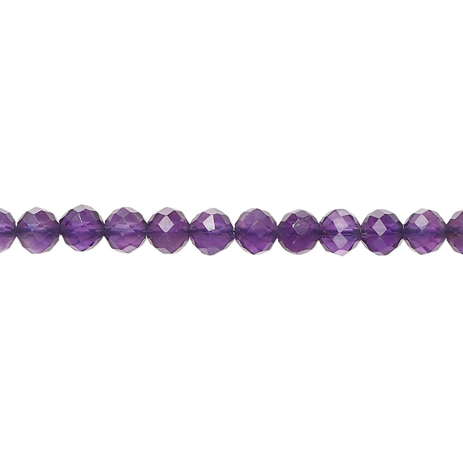 Bead, amethyst (natural), 4mm faceted round, B grade, Mohs hardness 7 ...