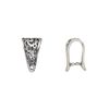 Bail, ice-pick, antique silver-plated brass, 14x8mm fancy triangle, 9mm ...