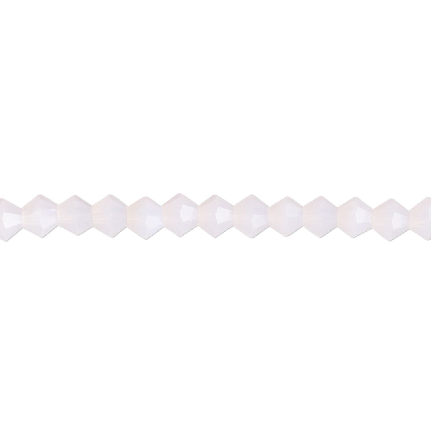 Bead, glass, translucent pastel pink, 4mm bicone with 0.6-0.8mm hole ...