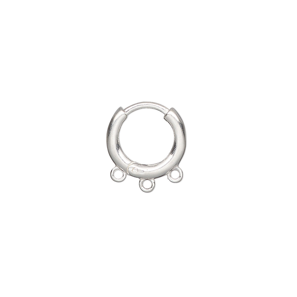Earring, sterling silver, 12mm round hoop with 3 closed loops and ...