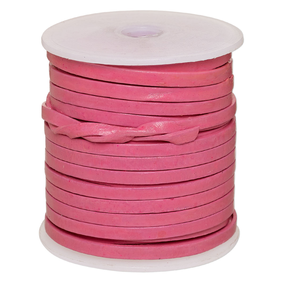 Cord, leather, pink, 4mm flat. Sold per 25-yard spool. | Fire Mountain ...