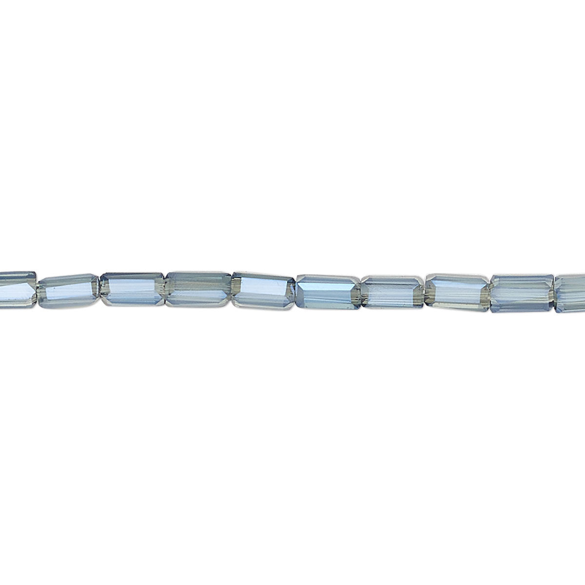 Bead, glass, crystal blue shade, 5x2.5mm faceted tube. Sold per 15-1/2 ...