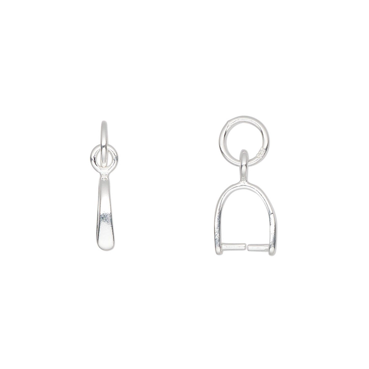 Bail, ice-pick, sterling silver, 16.5x2mm with6.5 grip length and ...