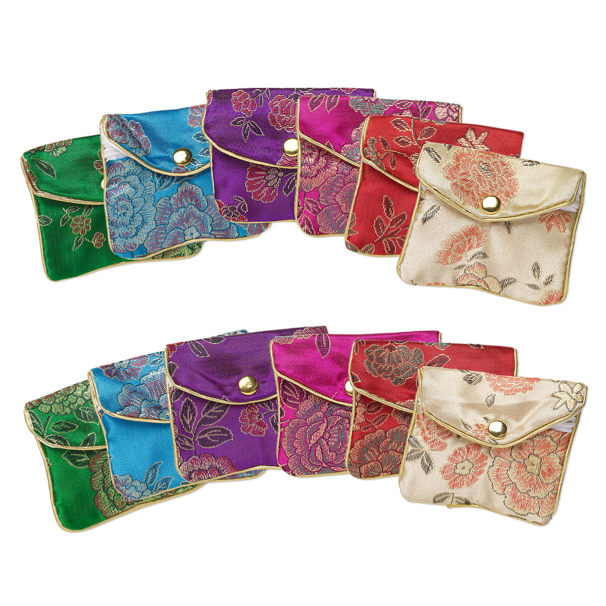 Pouch mix, rayon, mixed colors, 3 x 2-1/2 inch brocade. Sold per pkg of ...