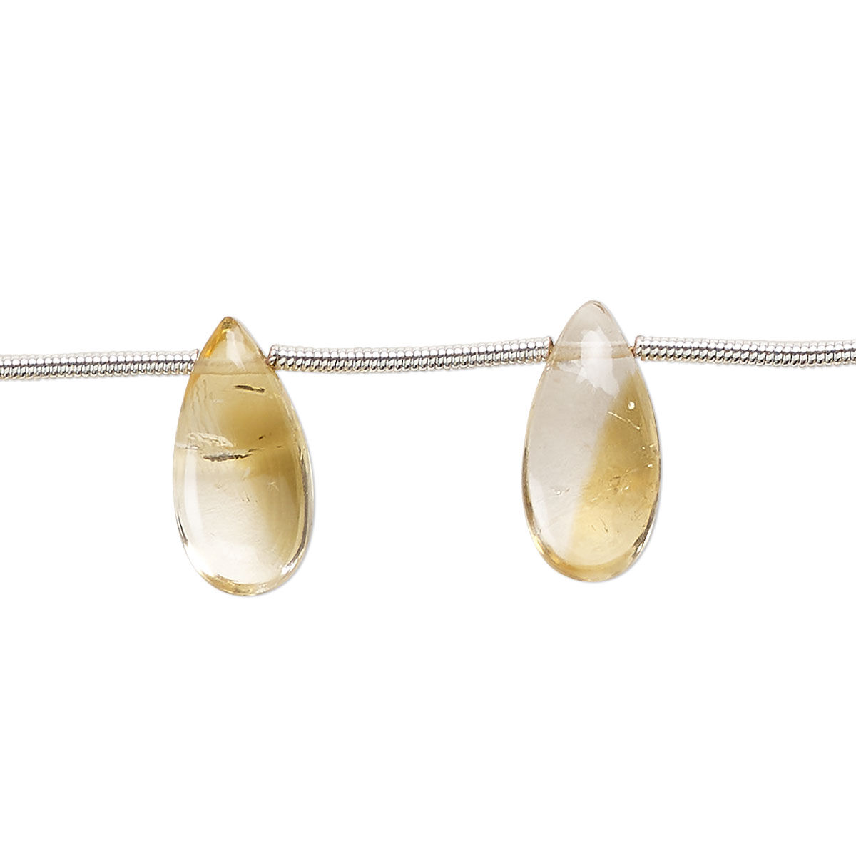 Bead, citrine (heated), hand-cut 15x7mm side-drilled puffed teardrop, C ...